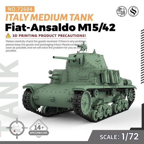 SSMODEL 684 1/72 25mm Military Model Kit Italy Fiat-Ansaldo M15/42 ...