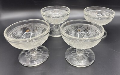 Vintage Anchor Hocking Sandwich Pattern Footed Dessert/Sherbet Bowls ...