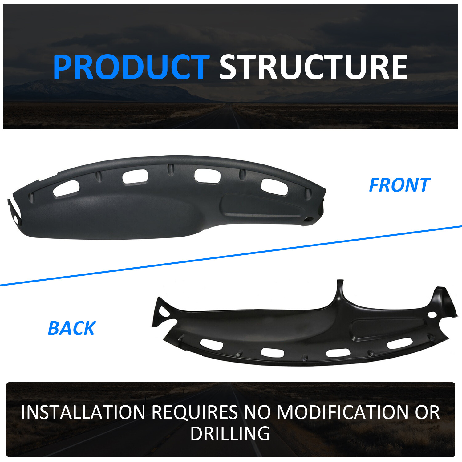Fit For 98-02 Dodge Ram Pickup Gray Dash Bezel &Dashboard Cover Overlay ...