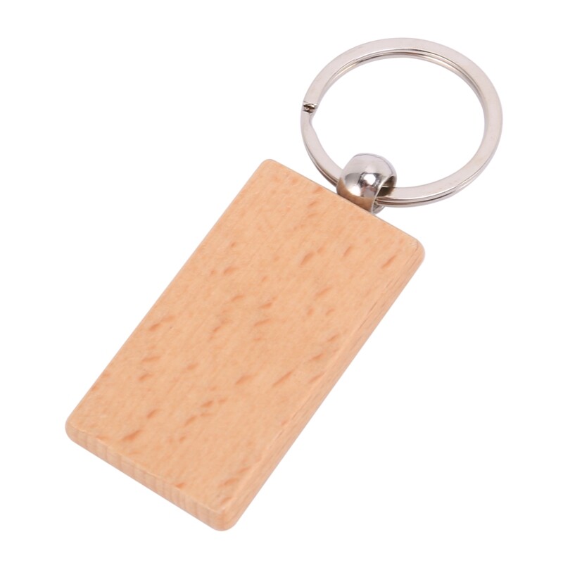 60Pcs Blank Wooden Key Chain Diy Wood Keychains Key Tags Can7583 ...