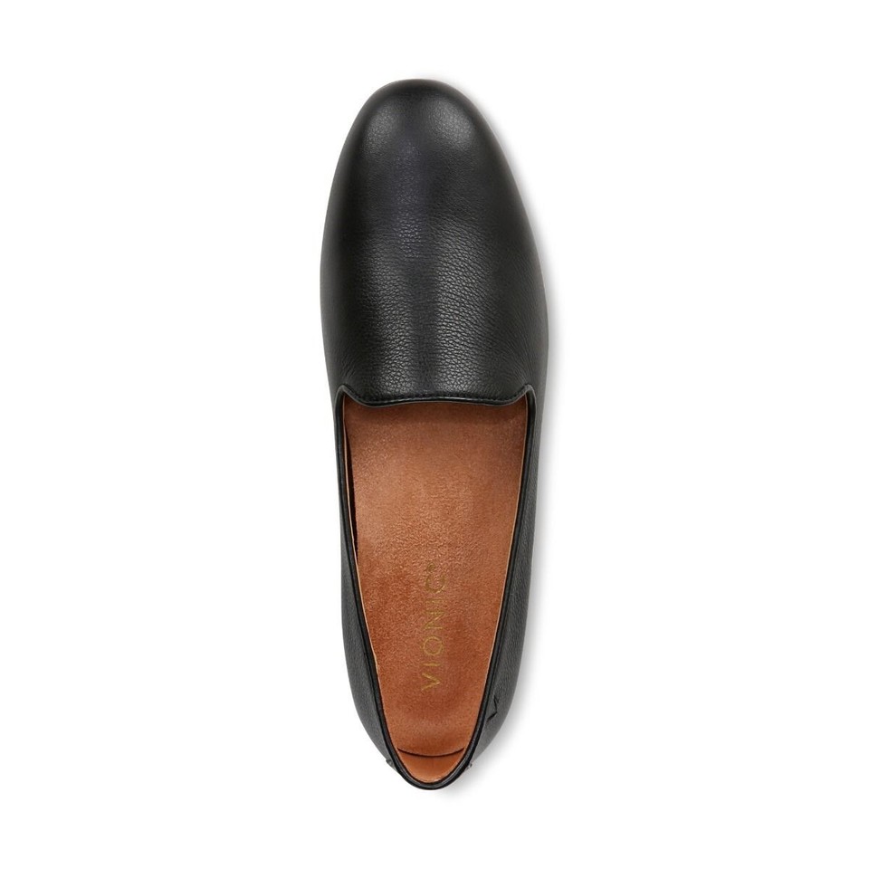Vionic Willa Womens Sleek Leather Casual Slip Black Crinkle Nappa - 6.5 ...
