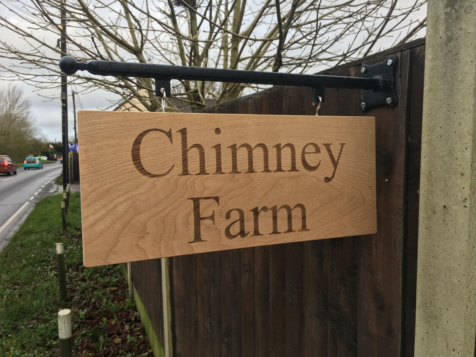 Personalised Solid Oak Hanging Sign Custom Engraved Wooden Plaque ...