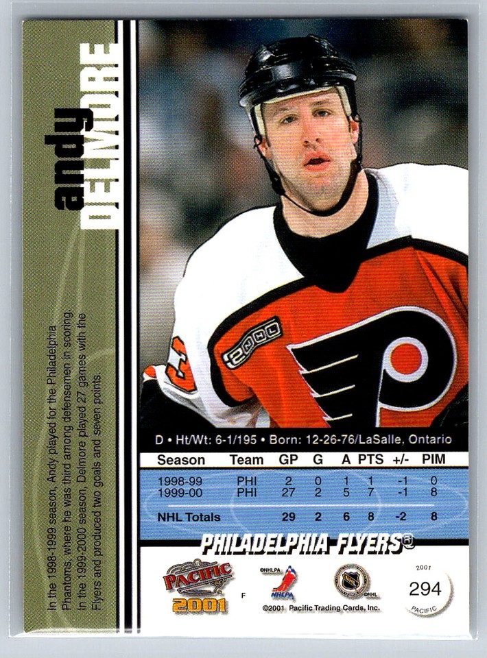 # 294 Andy Delmore Philadelphia Flyers 2000-01 Pacific | eBay