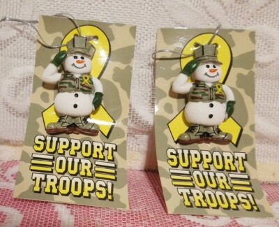 Support Our Troops Military Saluting Snowmen Ornaments or Decorations ...