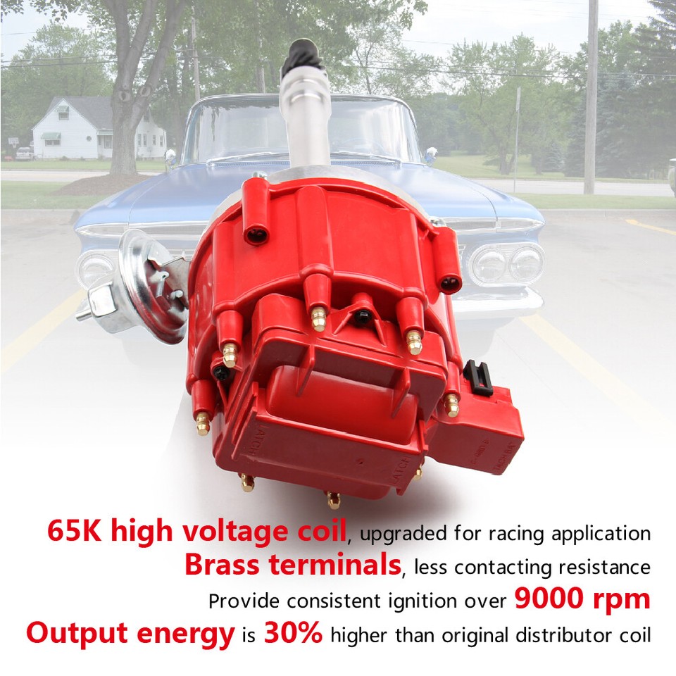 HEI Distributor for Chevy 350 454 SBC BBC GM Big & Small Block Red Cap ...
