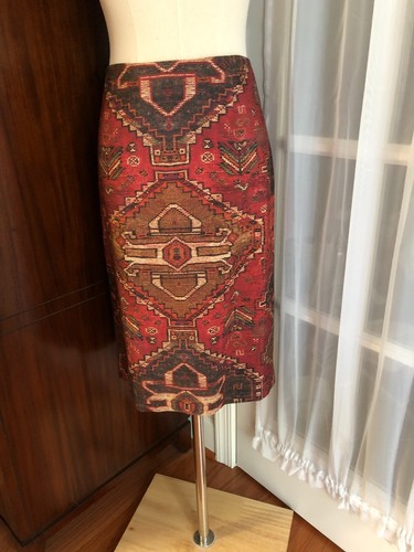 $275 NWT Tory Burch Kera Straight Pencil Wool/Silk Tapestry Skirt Size ...