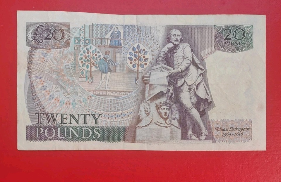 Bank of England Old £20 Twenty Pound Note William Shakespeare Queen ...