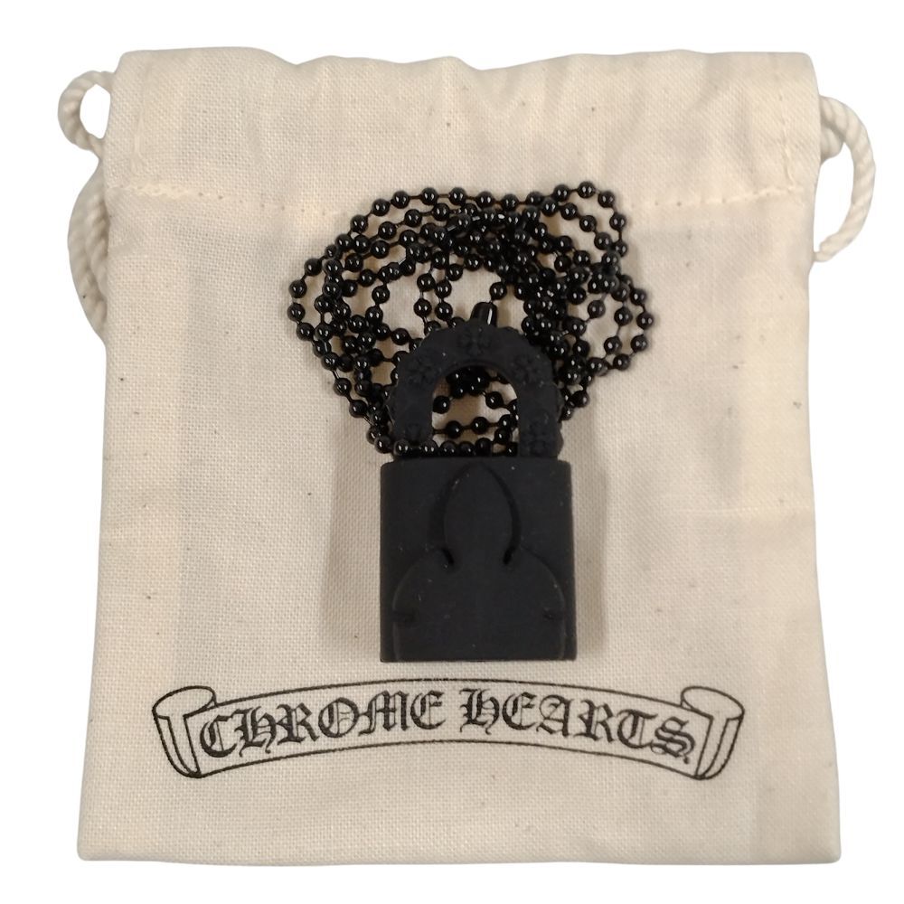 Chrome Hearts Padlock Silicone Necklace Black / 33980 Used Chrome Hearts Padlock Silicone Necklace Black / 33980 Used