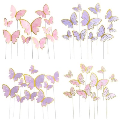 10 Pcs Butterfly Cake Topper Set, Butterfly Cake Decorations, 2D ...