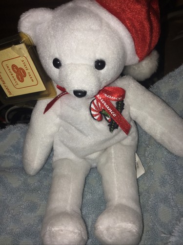 STATE FARM INSURANCE White Bean Bag Plush 9" CHRISTMAS Bear w/ Tag New ...