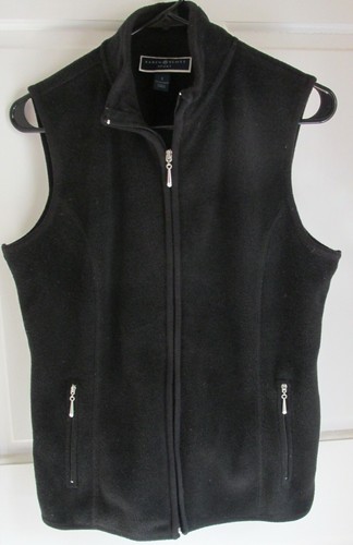 Laura Scott Sport Women's Black Fleece Full Zip Vest Jacket Size S | eBay