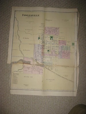 HUGE ANTIQUE 1875 FOWLERVILLE HANDY TOWNSHIP LIVINGSTON COUNTY MICHIGAN ...