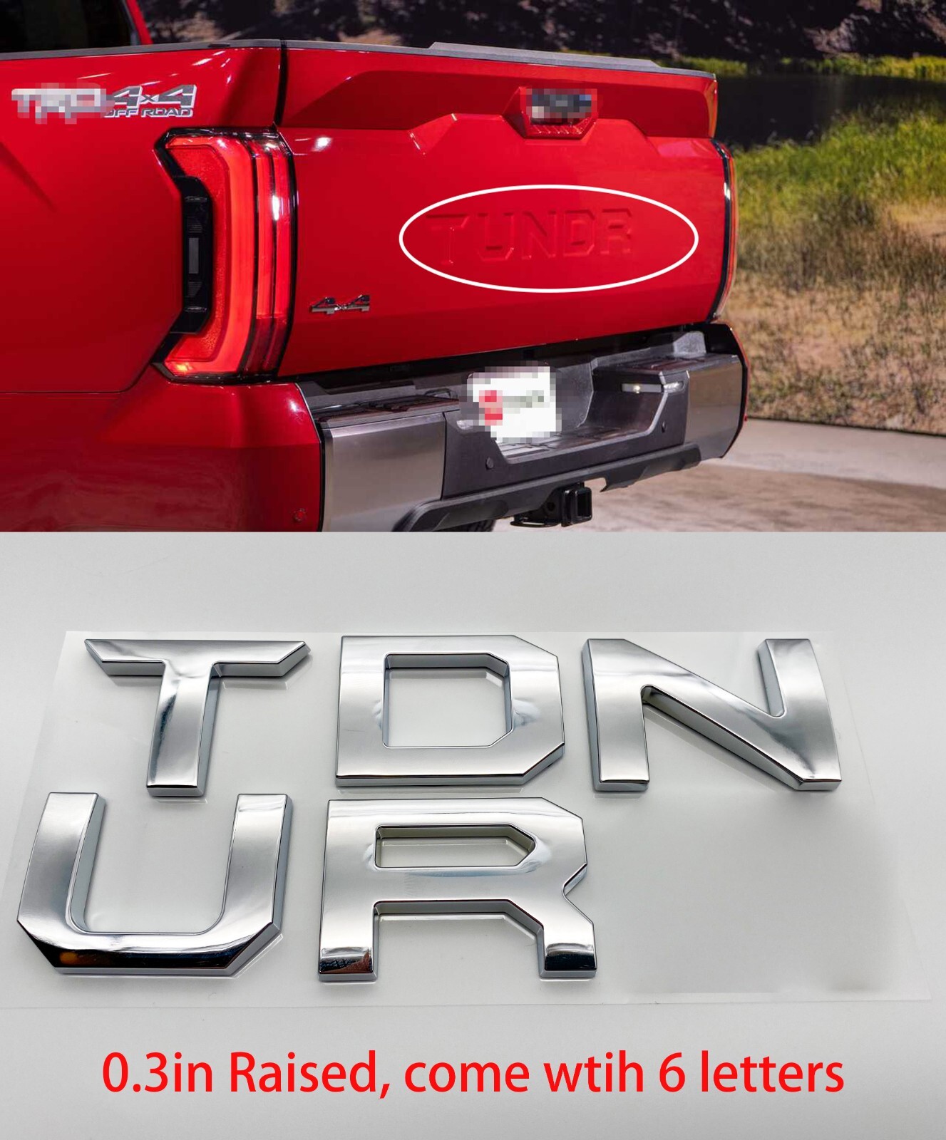 Chrome Emblem Letters compatible TOYOTA 2022 2023 TUNDRA Tailgate ...