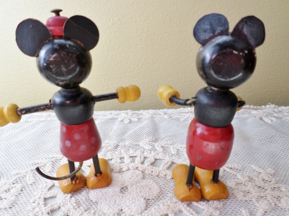 Antique 1930's Walt Disney Mickey And Minnie Mouse Fun-e- FLEX Wood ...