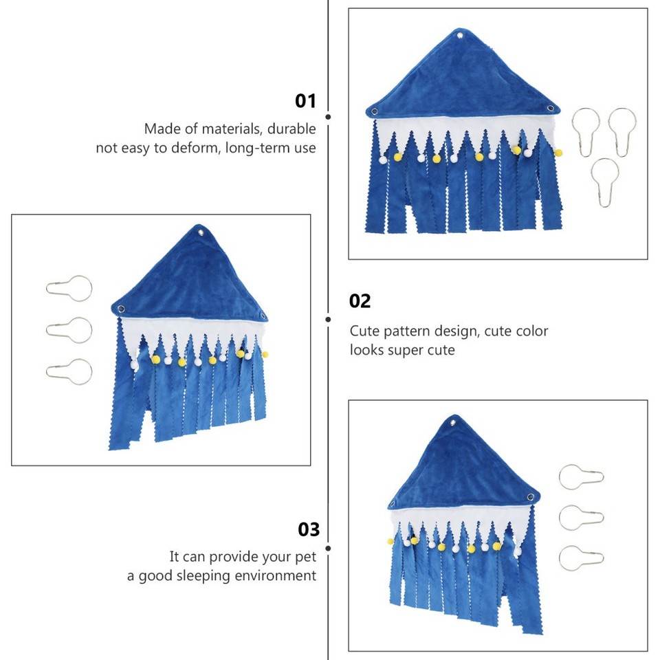 Small Animal Cage Hanging Bed Tassel Triangle Corner Hideout Hammock ...