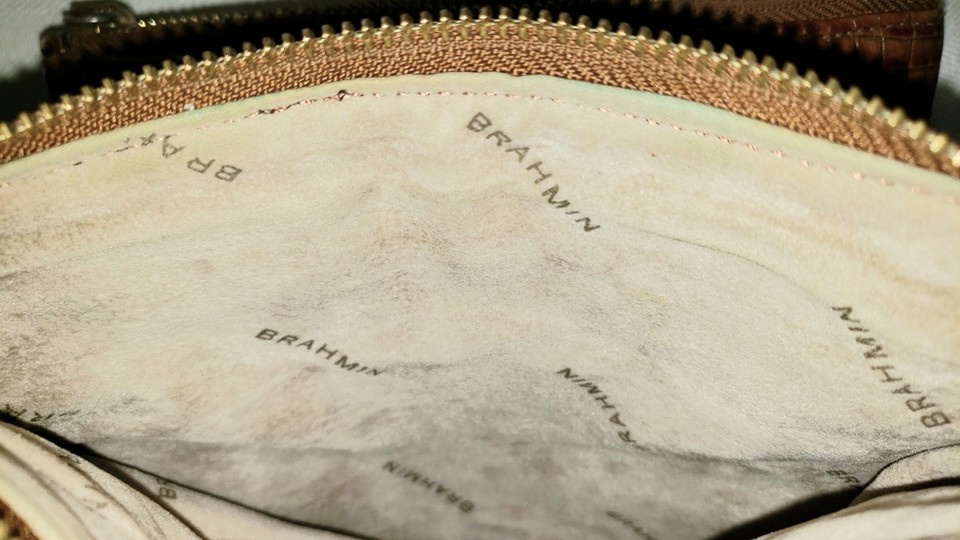 BRAHMIN SABLE TRI-COLOR MOJITO MELBOURNE CROSSBODY WALLET CROC EMBOSSED ...