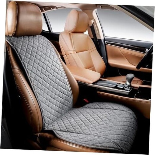 Linen Car Seat Cover for Cars - Non-Slip Soft & Breathable - Front GRAY ...