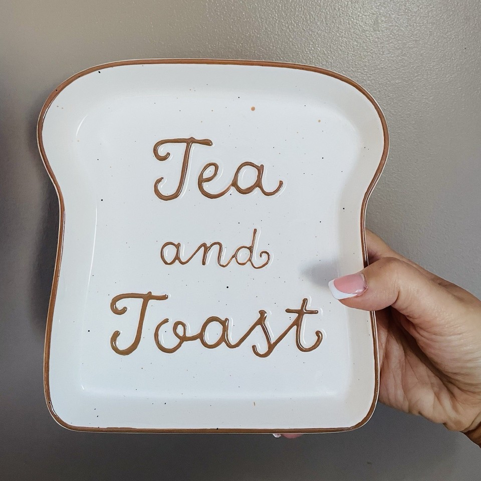 Tea And Toast Shaped Plate Ceramic Stoneware Breakfast Club | eBay UK