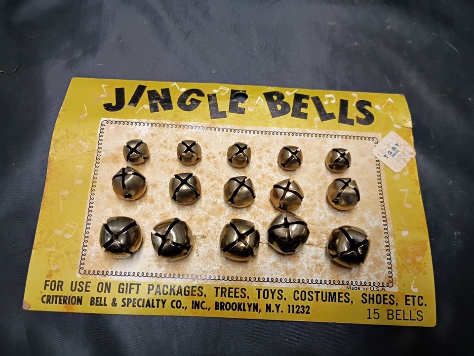 Christmas Jingle Bells Criterion 1960/70s 3/8" USA 15 Good BELLS, wear ...