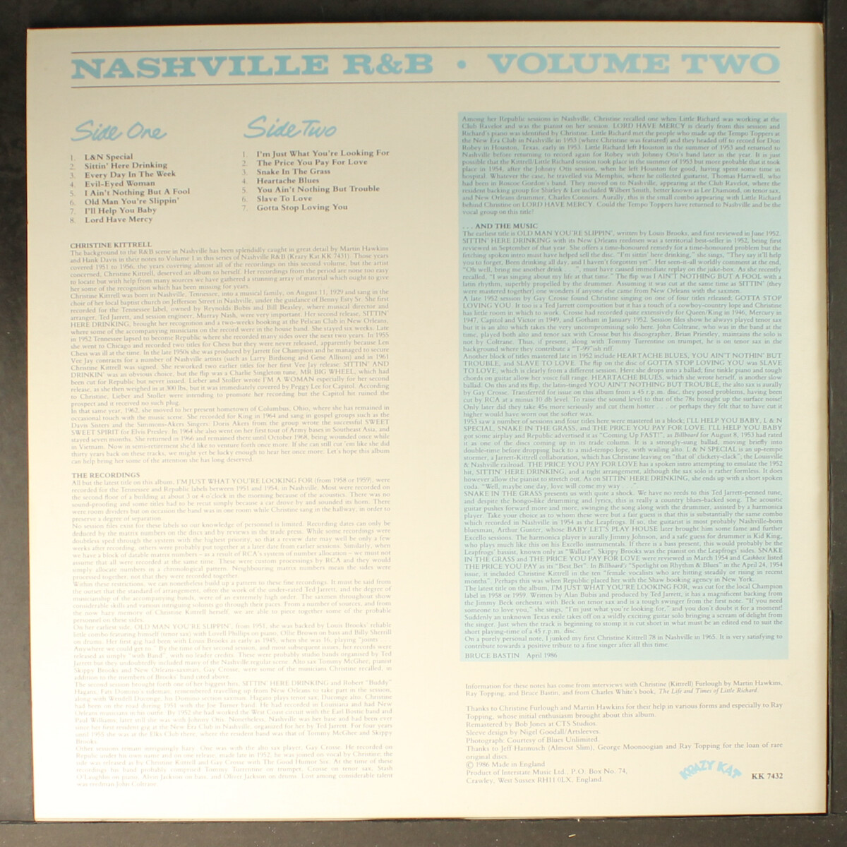 CHRISTINE KITTRELL: nashville r & b, vol. 2 KRAZY KAT 12" LP 33 RPM | eBay