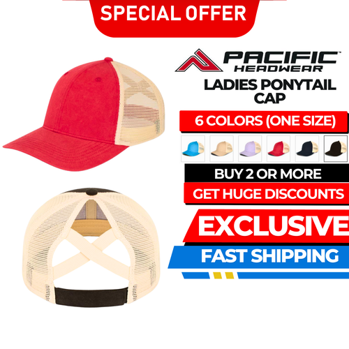 Pacific Headwear P130 Ladies Pony Tail Opening With Crisscross Hook-And-Loop Cap | eBay
