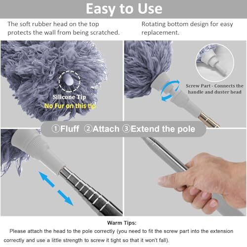 Microfiber Feather Duster Extendable Duster with 100 inches Extra Long ...
