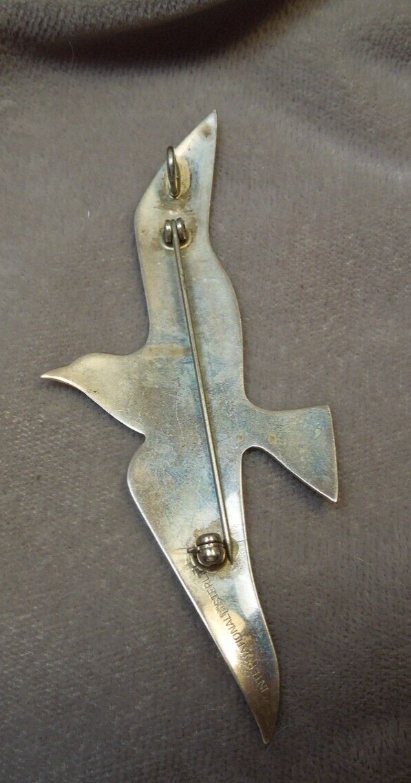 International Sterling Silver Vintage Soaring Seagull Pendant Brooch ...