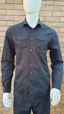 LUKE ROPER MENS BLACK LONG SLEEVE DRESS SHIRT SIZE LARGE | eBay UK