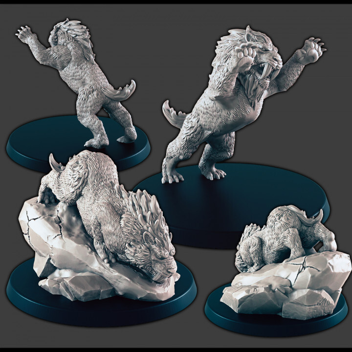 Saber Tooth Tigers (28mm Scale) 3d printed resin Miniatures for D&D RPG ...