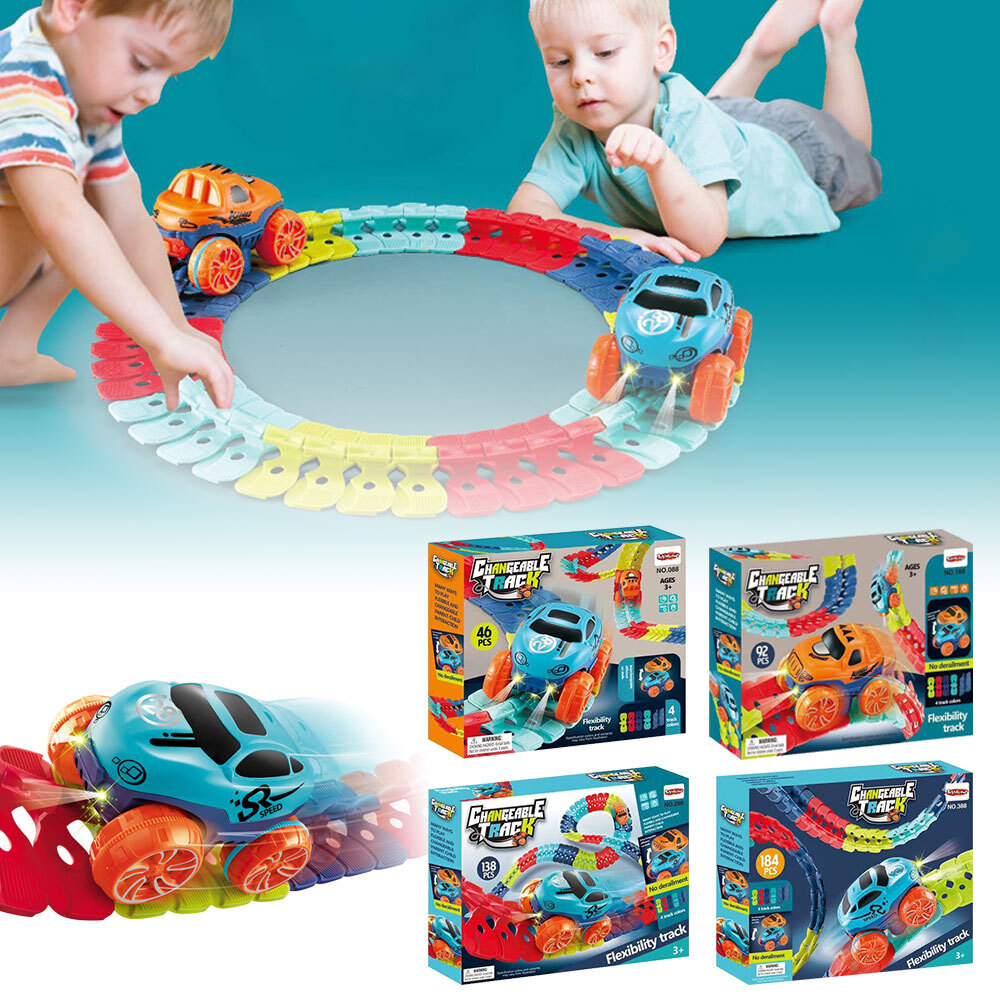 46-184Pcs Zero Gravity Car Track Set for Boys Kids Flexible Changeable ...