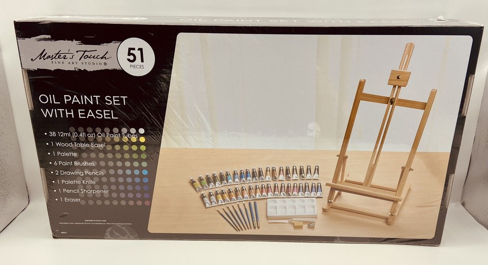 Master's Touch Fine Art Studio 51 Piece Oil Paint Set w. Wood Table ...
