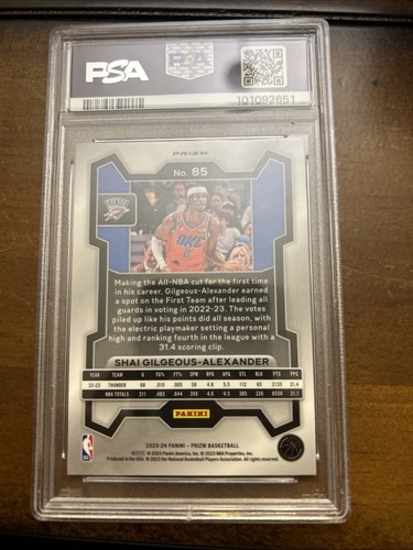 2023-24 Panini Prizm Shai Gilgeous-Alexander Prizms Red Sparkle #85 PSA ...