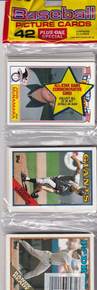 Vintage 1988 Topps MLB Baseball Trading Cards 4 Sealed Packs + 2 Rack ...