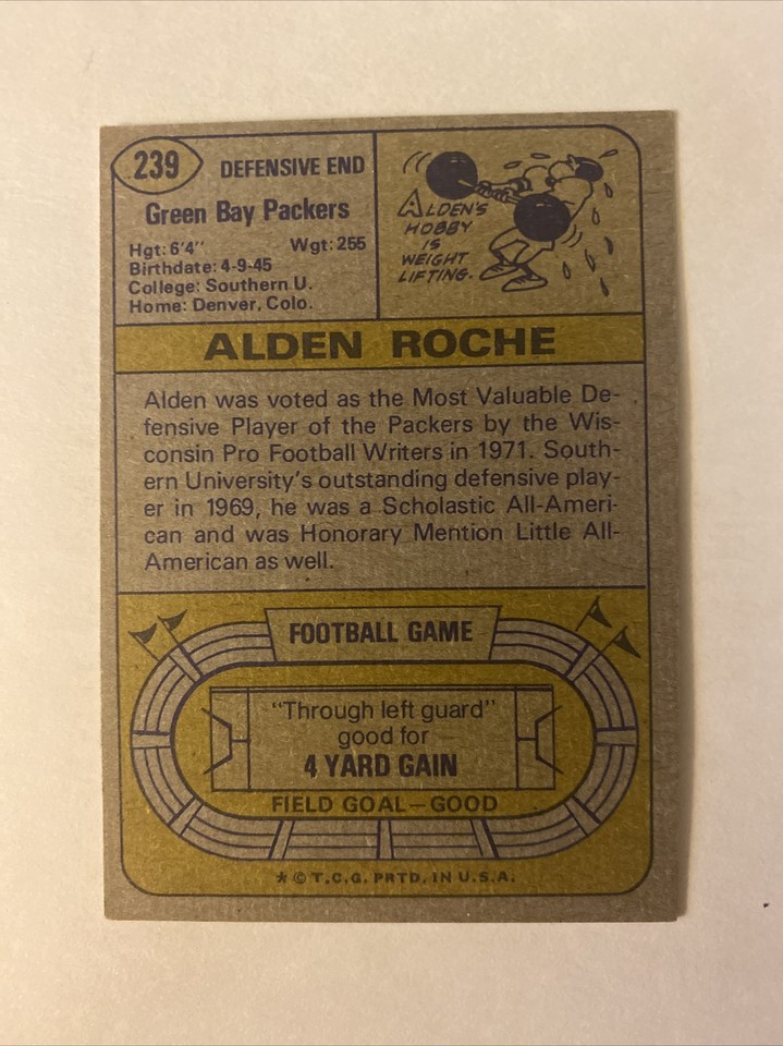 1974 Topps Football Alden Roche Green Bay Packers Card #239 | eBay