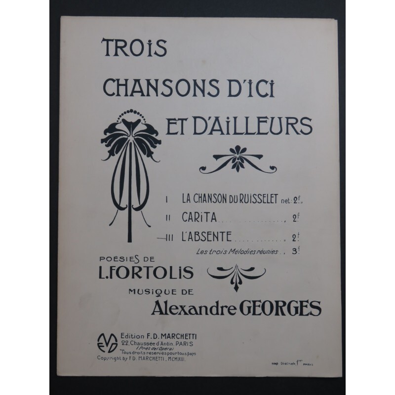 GEORGES Alexandre L'Absente Chant Piano 1913 | eBay