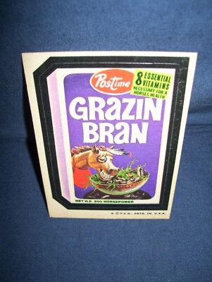Wacky Packages Postime Grazin Bran Sticker Series 4 Tan Back 1973 | eBay