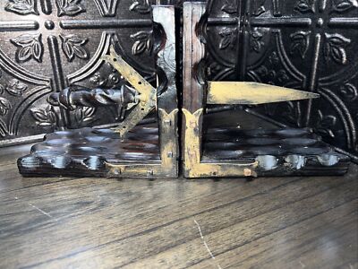 vintage Antique mideval wood book ends 1800s | eBay