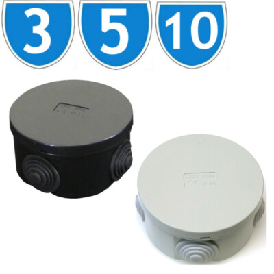 ESR Empty Junction Box Round Enclosure IP44 Waterproof Grommets Cable ...