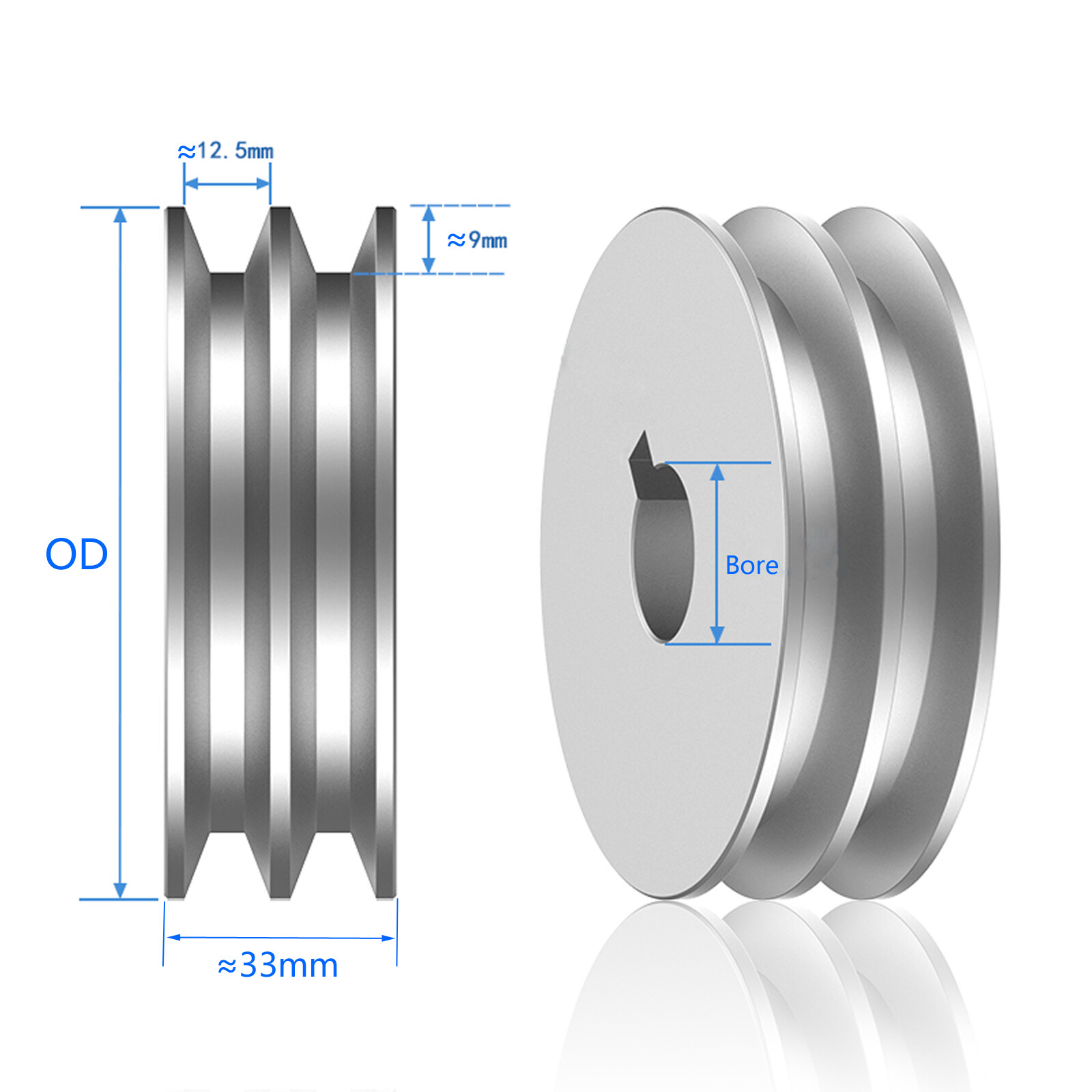 Iron Casting Double V-Groove Drive Pulley For A-Section V-Belt Pulley Ø ...