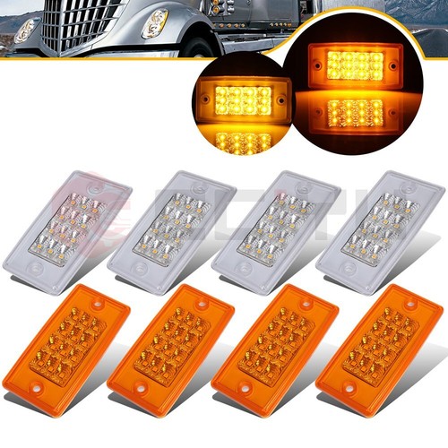 4pair Clear + Amber Lens Amber LED Color Side Marker Turn Signal ...