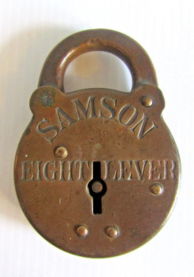 Vintage Samson Eight Lever Brass Padlock No Key Antique Lock Heavy Duty ...