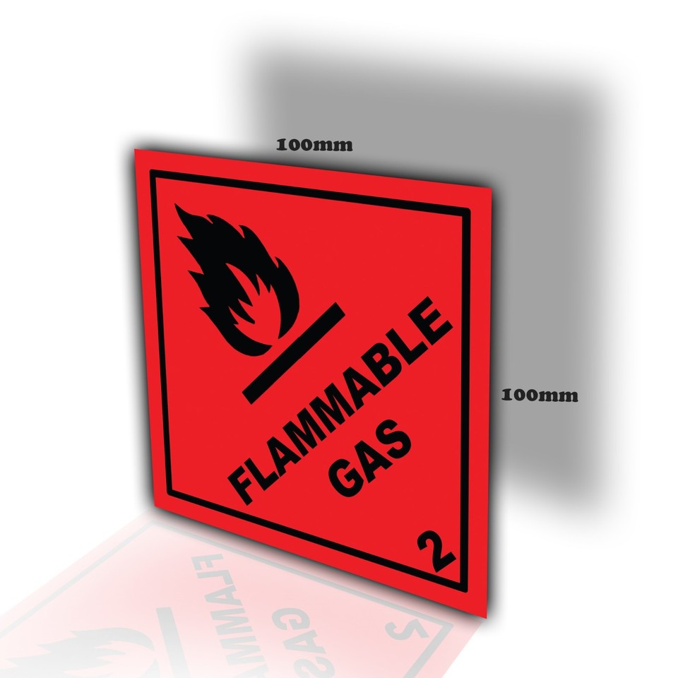 8 Pack - Flammable Gas Hazard Labels – Waterproof Vinyl Stickers - 100m ...