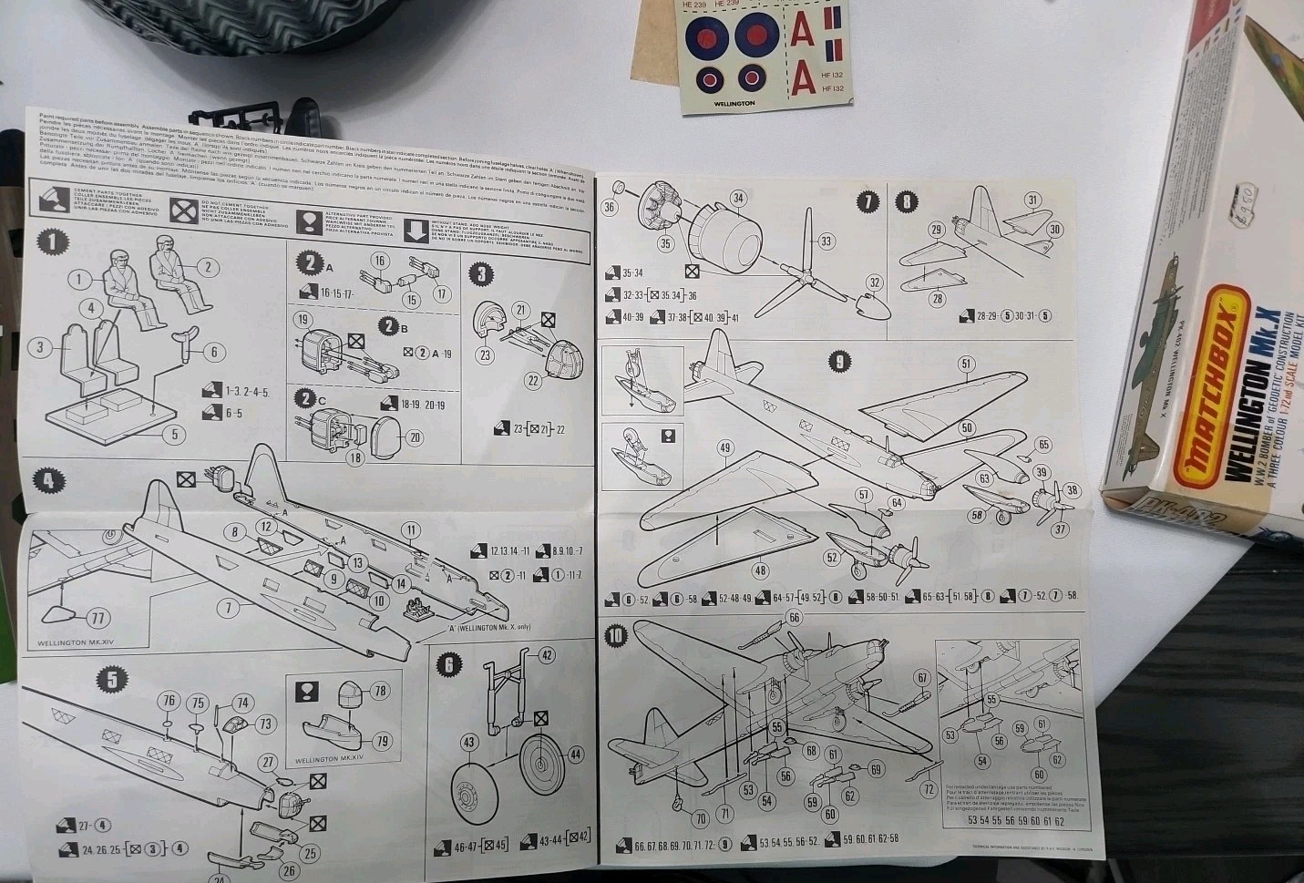 Vintage Matchbox Wellington MK X 1/72 Scale Plastic Model Kit PK402 ...