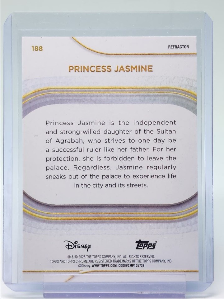 PRINCESS JASMINE 2025 TOPPS CHROME DISNEY REFRACTOR Q4856 | eBay