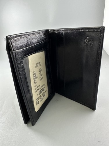 Black Leather Slim Bifold Wallet Jacket Suit Pocket Organizer Carlo ...