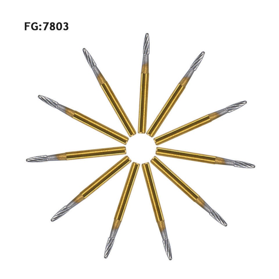 10 Pcs Dental Carbide Trimming & Finishing Burs FG7404/7406/7408/7901 ...