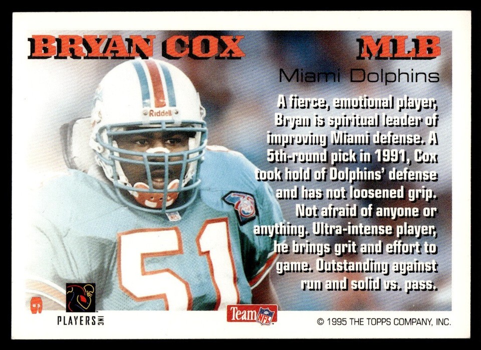 1995 Topps Hit List Bryan Cox Miami Dolphins #6 | eBay