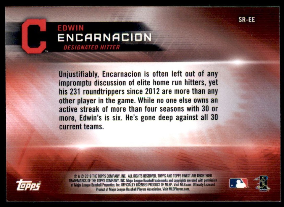 2018 Finest Sitting Red Baseball Card #SREE Edwin Encarnacion | eBay