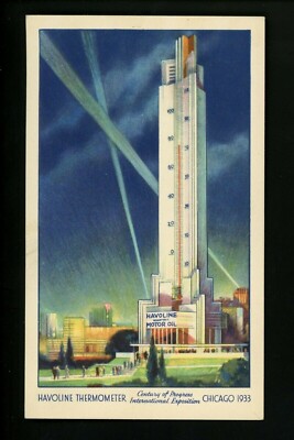 World's Fair postcard Chicago, IL 1933 Havoline Thermometer Vintage | eBay