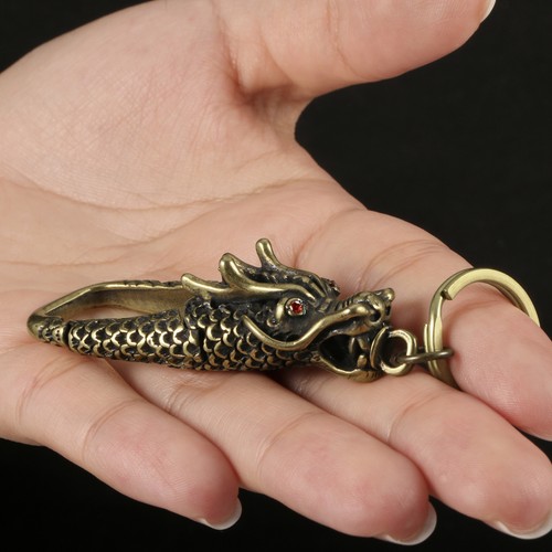 Copper Embellished Brass Red Eye Faucet Keychain Zodiac Dragon Key ...